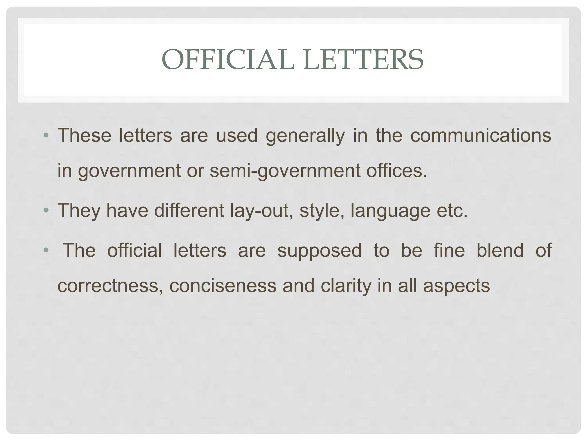 OFFICIAL CORRESPONDENCE, Format of all correspondence.pptx