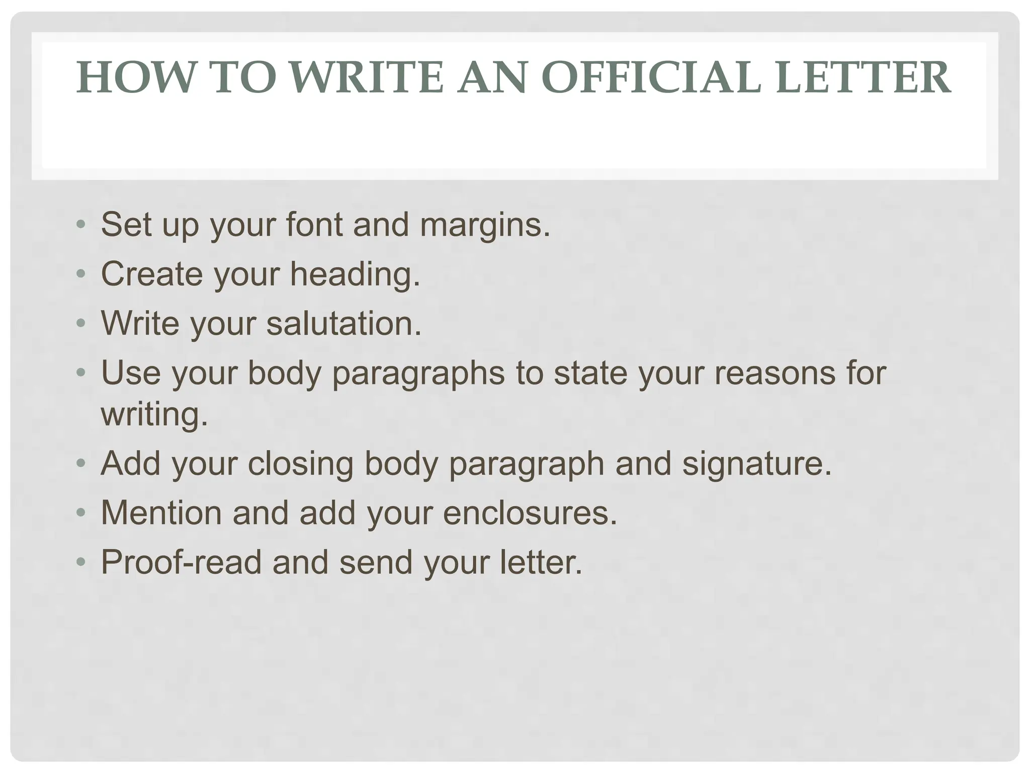 OFFICIAL CORRESPONDENCE, Format of all correspondence.pptx