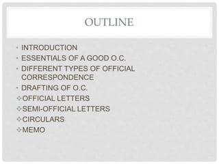 OFFICIAL CORRESPONDENCE, Format of all correspondence.pptx