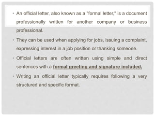 OFFICIAL CORRESPONDENCE, Format of all correspondence.pptx