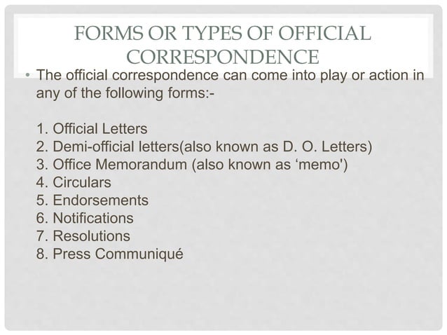 OFFICIAL CORRESPONDENCE, Format of all correspondence.pptx