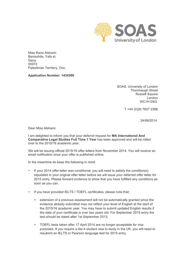 Official deferral letter | PDF