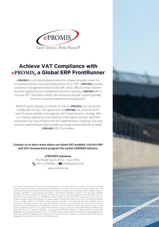 VAT enabled ePROMIS ERP software | PDF
