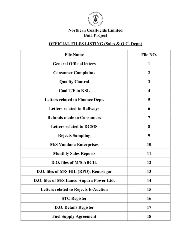 Official files listing 2013 | DOC