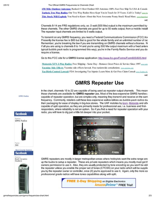Official gmrs frequencies_chart | PDF