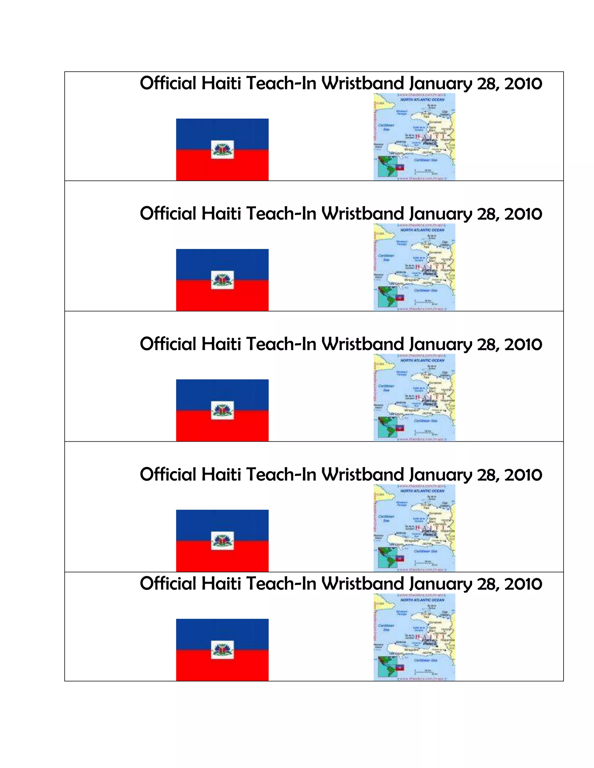 Official Haiti Teach-In wristband | DOCX