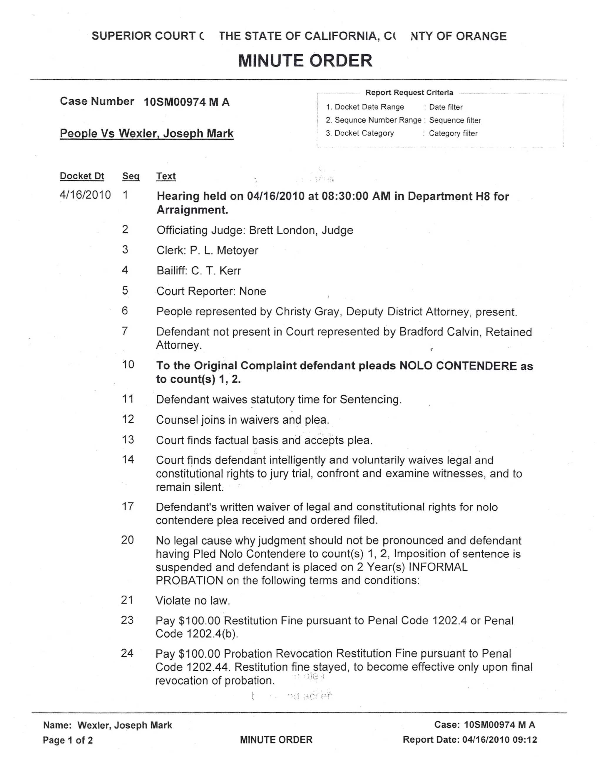 Official joseph wexler_criminal | PDF