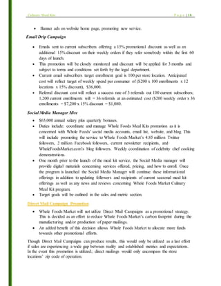 Whole Foods Market Marketing Plan Meal Kit Industry | PDF