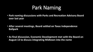 Official Naming of Texas Independence Park | PPTX