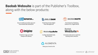 Baobab WebSuite overview - Publisher's Toolbox | PDF