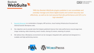 Baobab WebSuite overview - Publisher's Toolbox | PDF