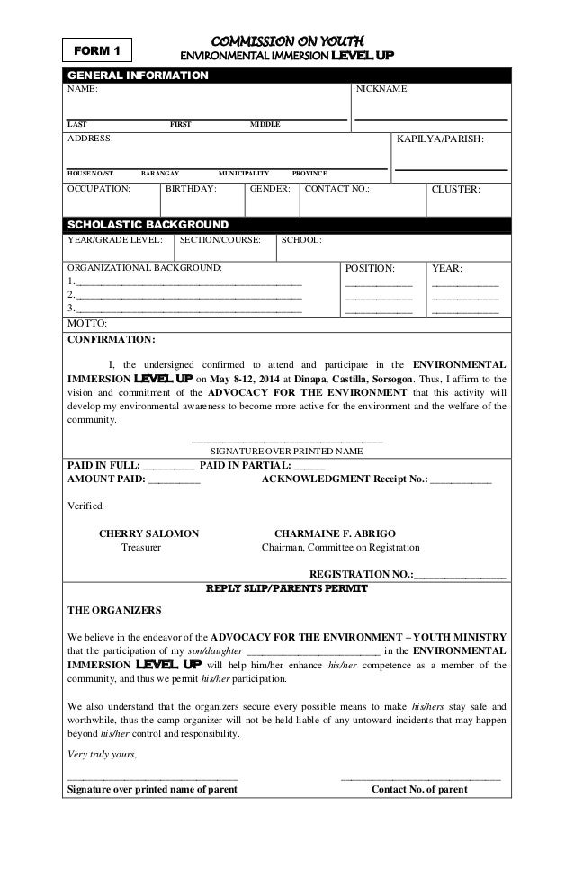 Official registration form