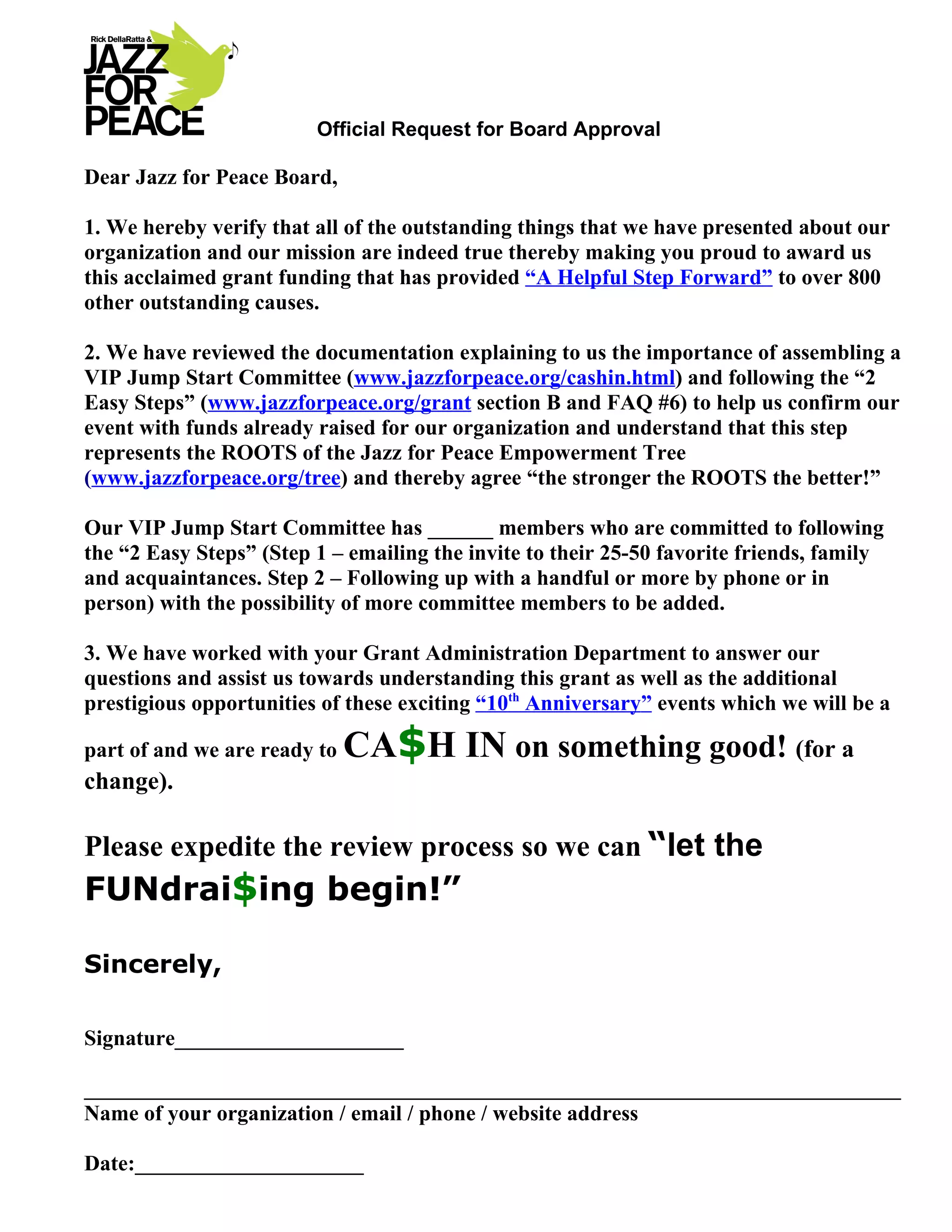 Official request for board approval | DOC