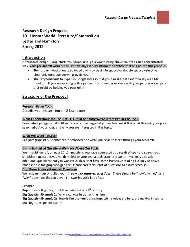 OFFICIAL Research Design Proposal Template and Guidelines Lester and ...
