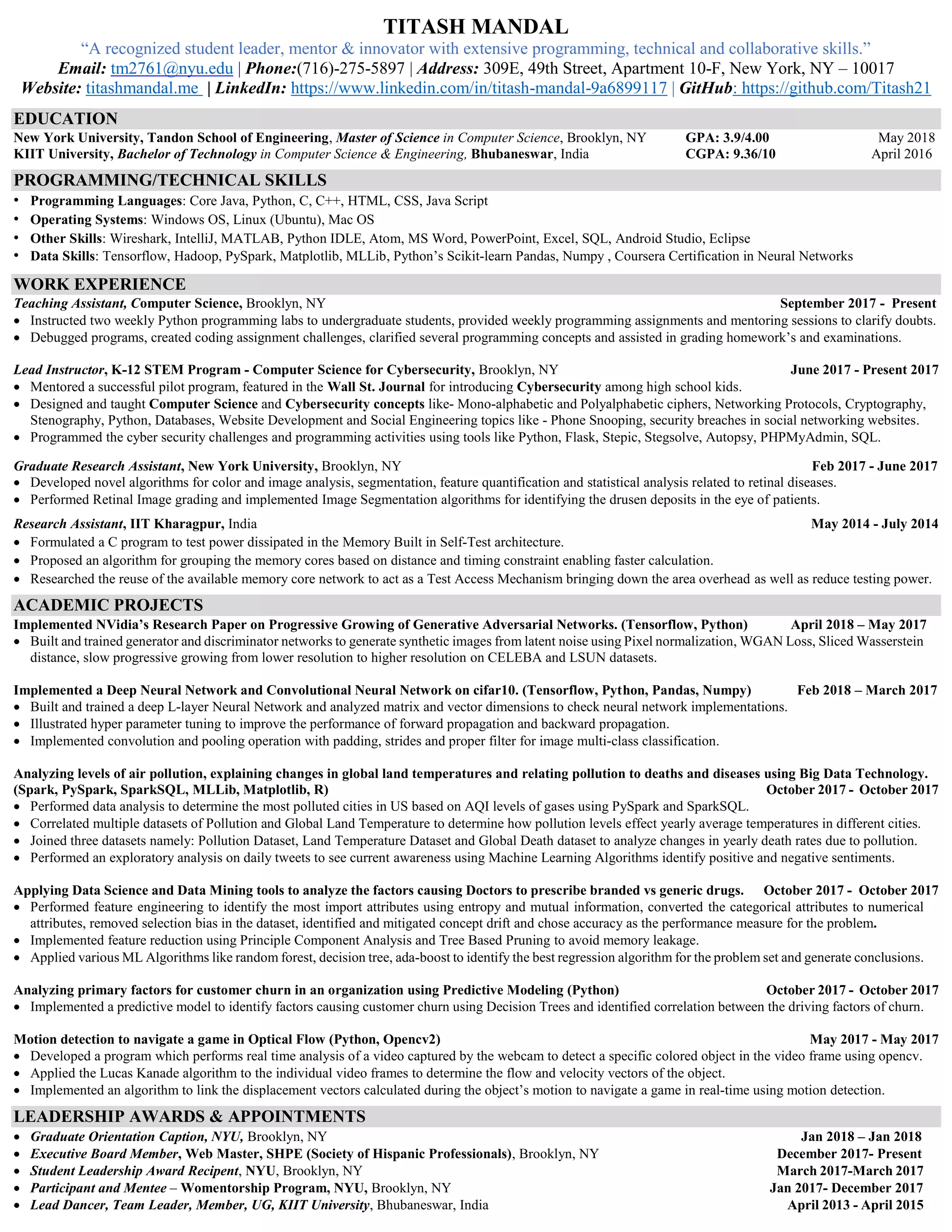 Official resume titash_mandal_ | PDF | Computer Software and Applications | Computing