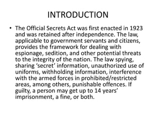 Official secret act 1923 | PPTX
