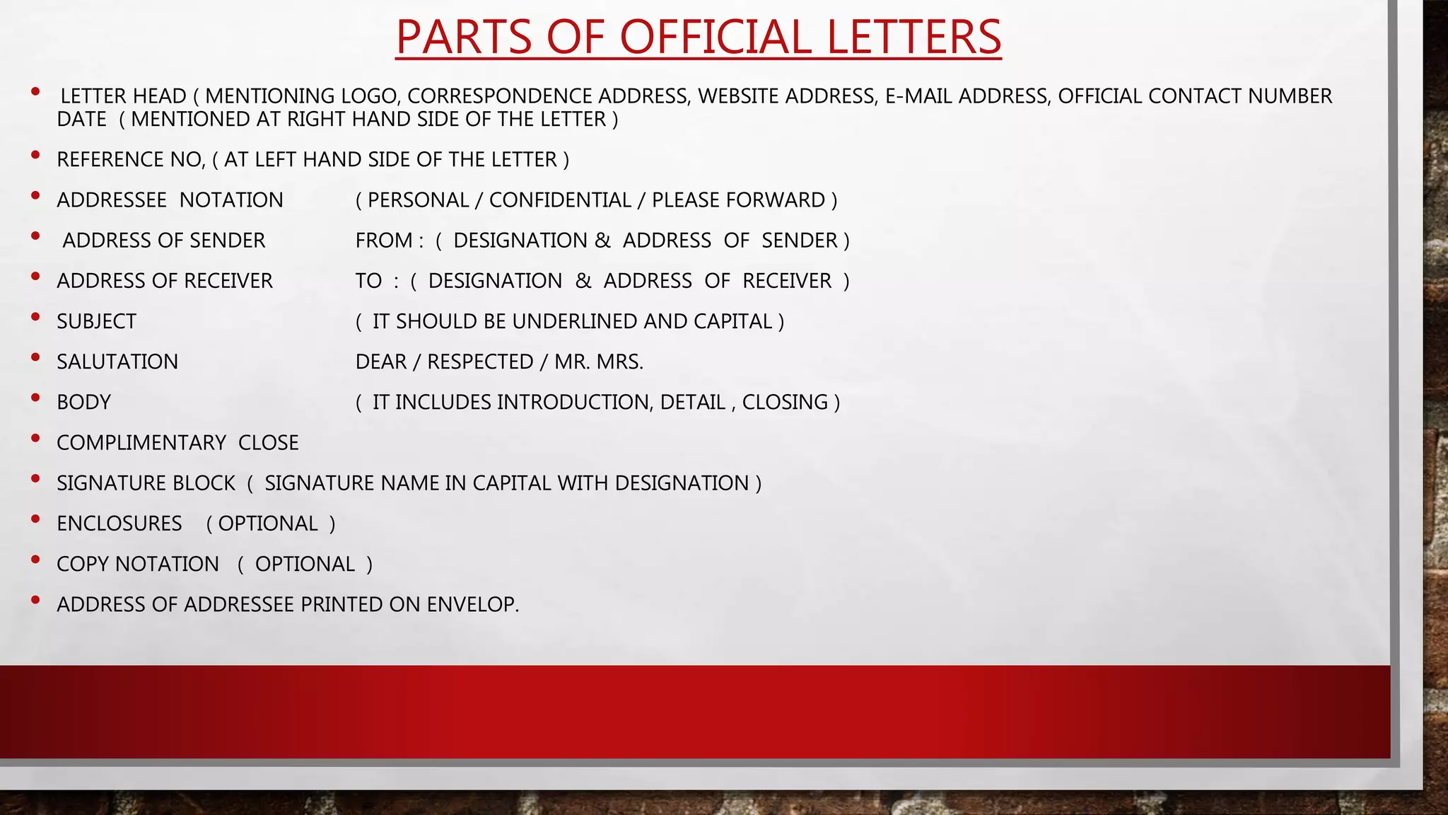 Official writing | PPTX | Email | Internet