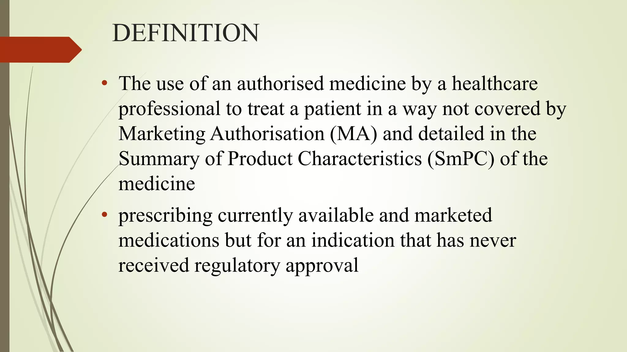 Off label use of drugs | PPTX | Pharmaceutical Industry | Industries