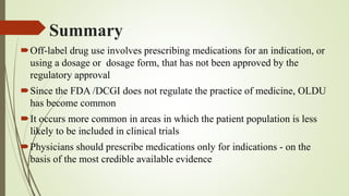 Off label use of drugs | PPTX