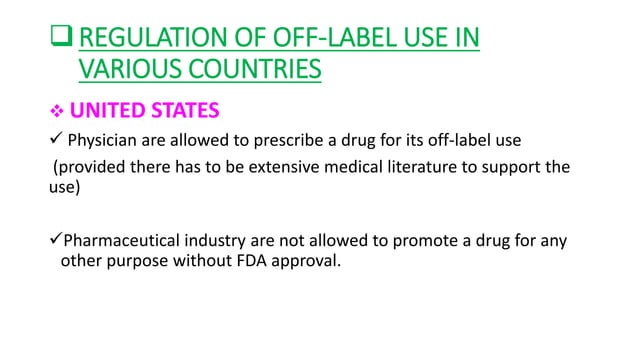 Off label use of drugs | PPTX | Substance Abuse | Diseases and Conditions