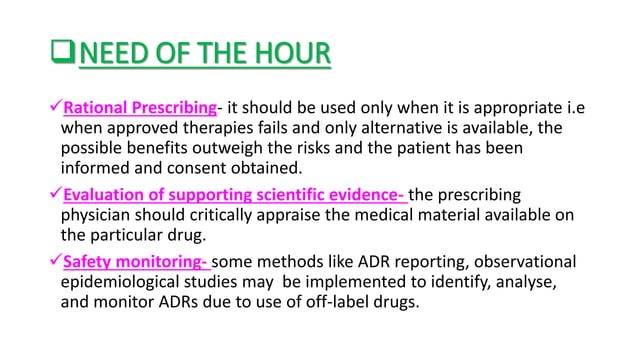 Off label use of drugs | PPTX | Substance Abuse | Diseases and Conditions