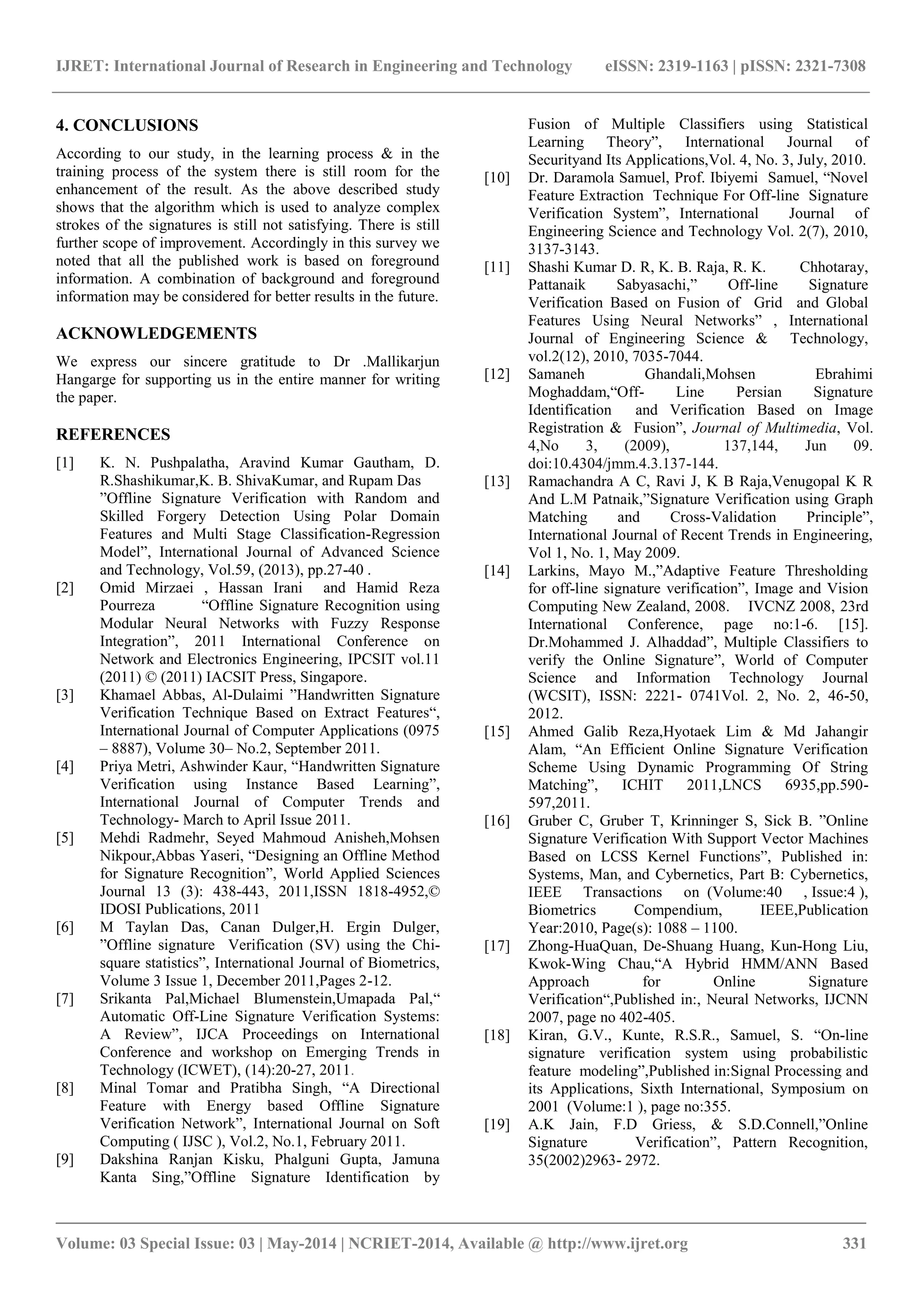 Offline And Online Signature Verification Systems A Survey Pdf Internet Computing