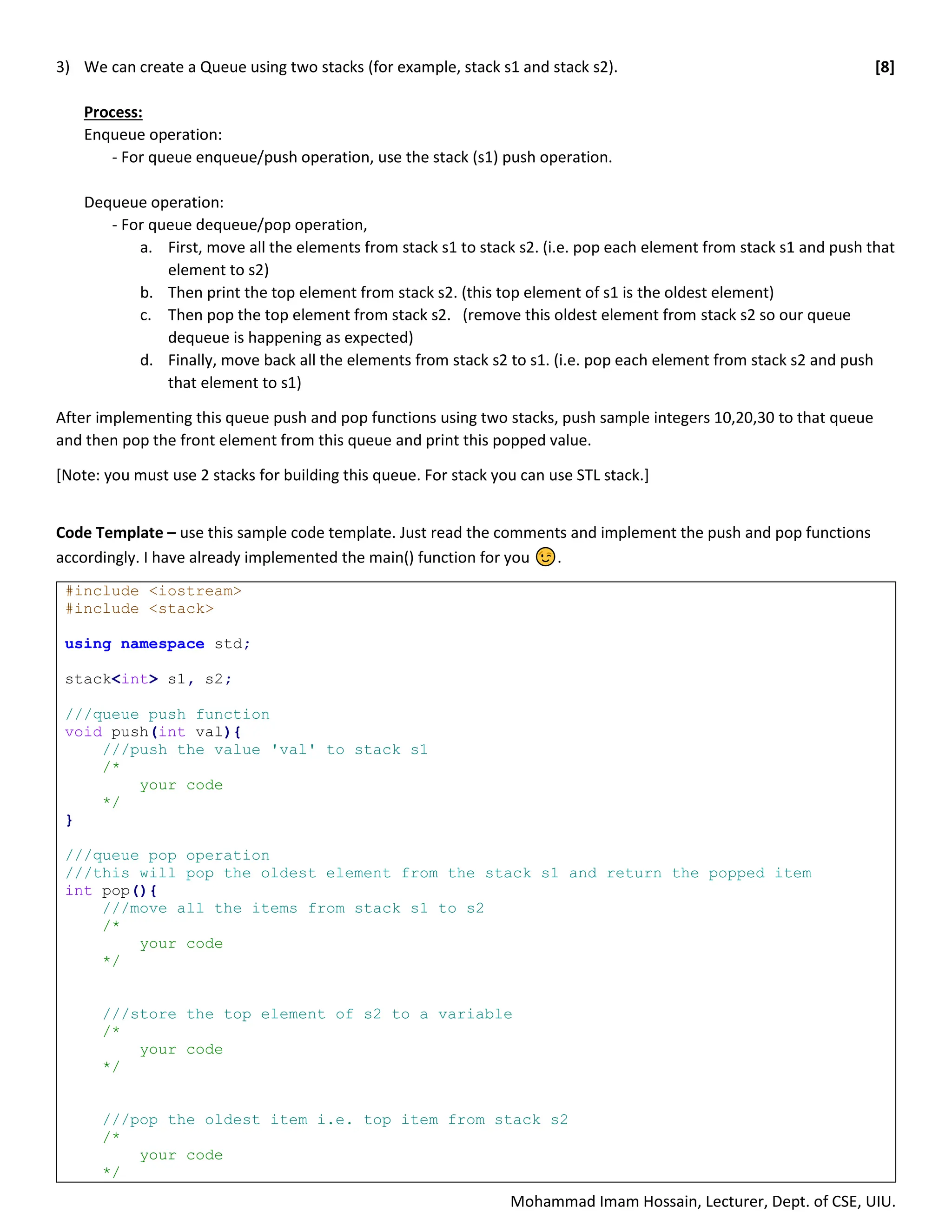 DS & Algo 1 - Offline Assignment 1 | PDF