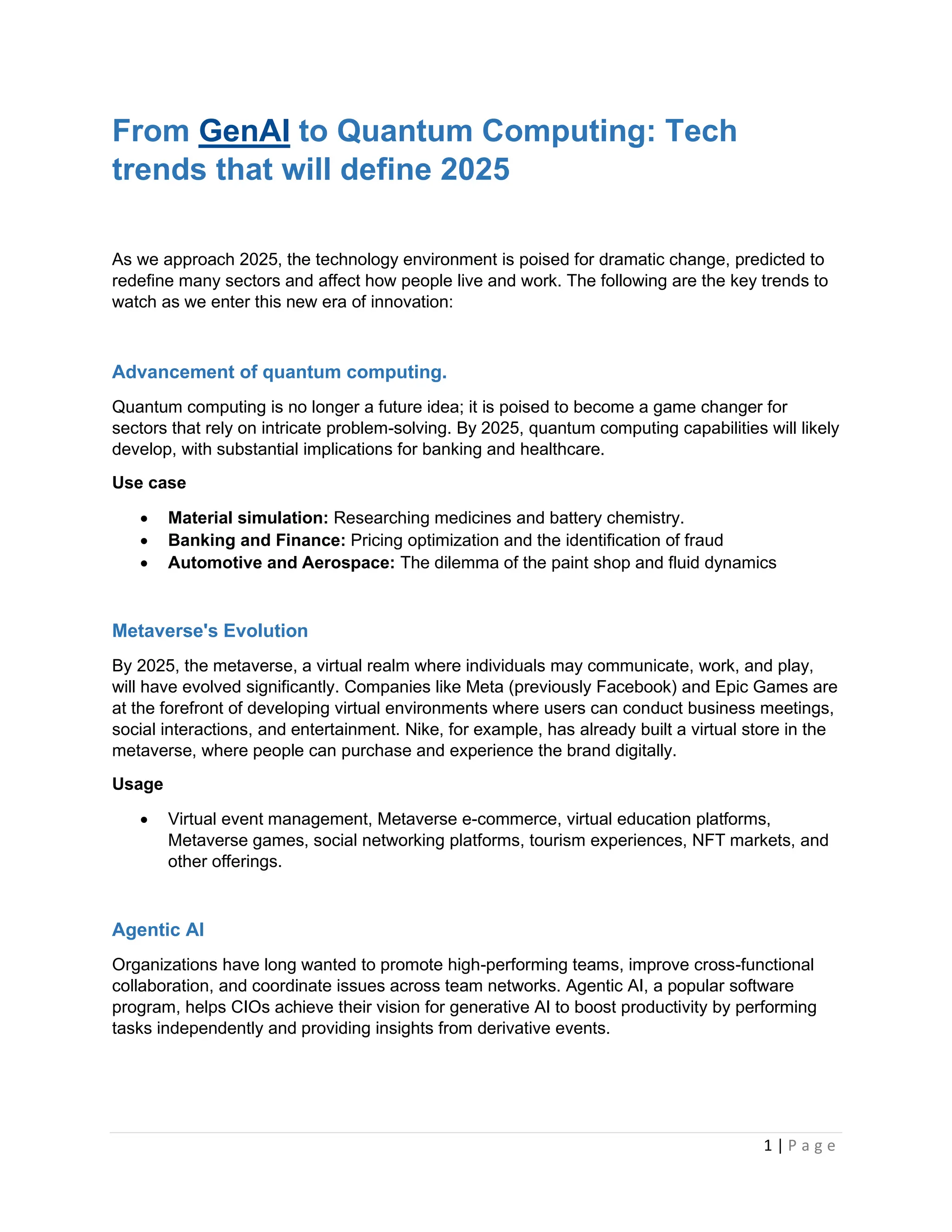 From GenAI to Quantum Computing: Tech trends that will define 2025 | PDF