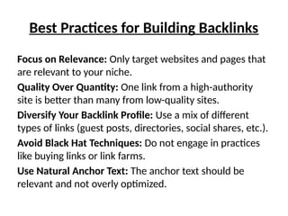 Off Page SEO and Backlinking Techniques explained | PPTX