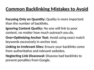 Off Page SEO and Backlinking Techniques explained | PPTX