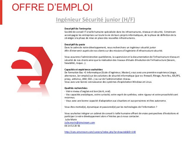 Offre d emploi ingenieur systeme Offre d emploi ingenieur systeme