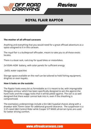 Royal Flair – Raptor Review - Off Road Caravans | PDF