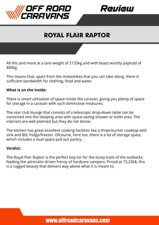 Royal Flair – Raptor Review - Off Road Caravans | PDF