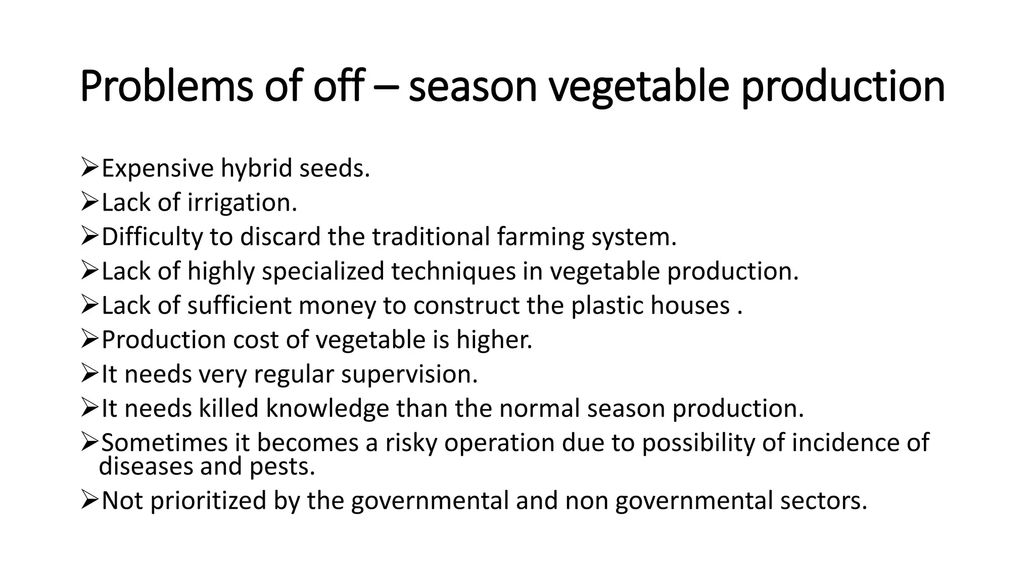 Off season vegetable production | PPTX