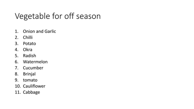 Off season vegetable production | PPTX | Agriculture | Industries