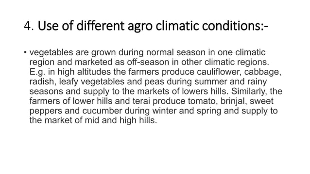 Off season vegetable production | PPTX | Agriculture | Industries