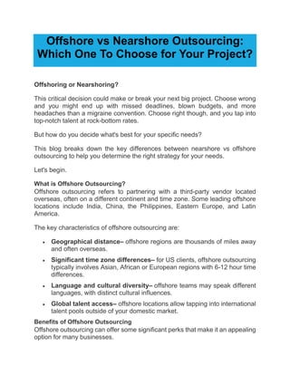 Offshore vs Nearshore Outsourcing: Which One To Choose for Your Project ...