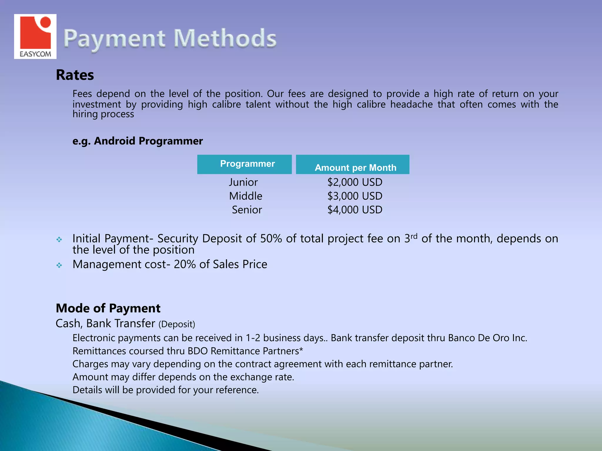 Offshore Development Center Proposal Easycom | PPTX