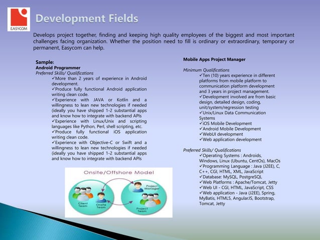 Offshore Development Center Proposal Easycom | PPTX