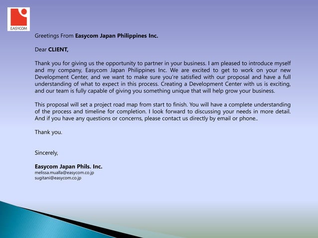 Offshore Development Center Proposal Easycom | PPTX