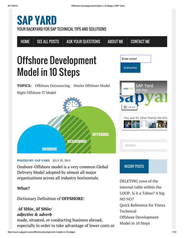 Offshore development model in 10 steps sap yard