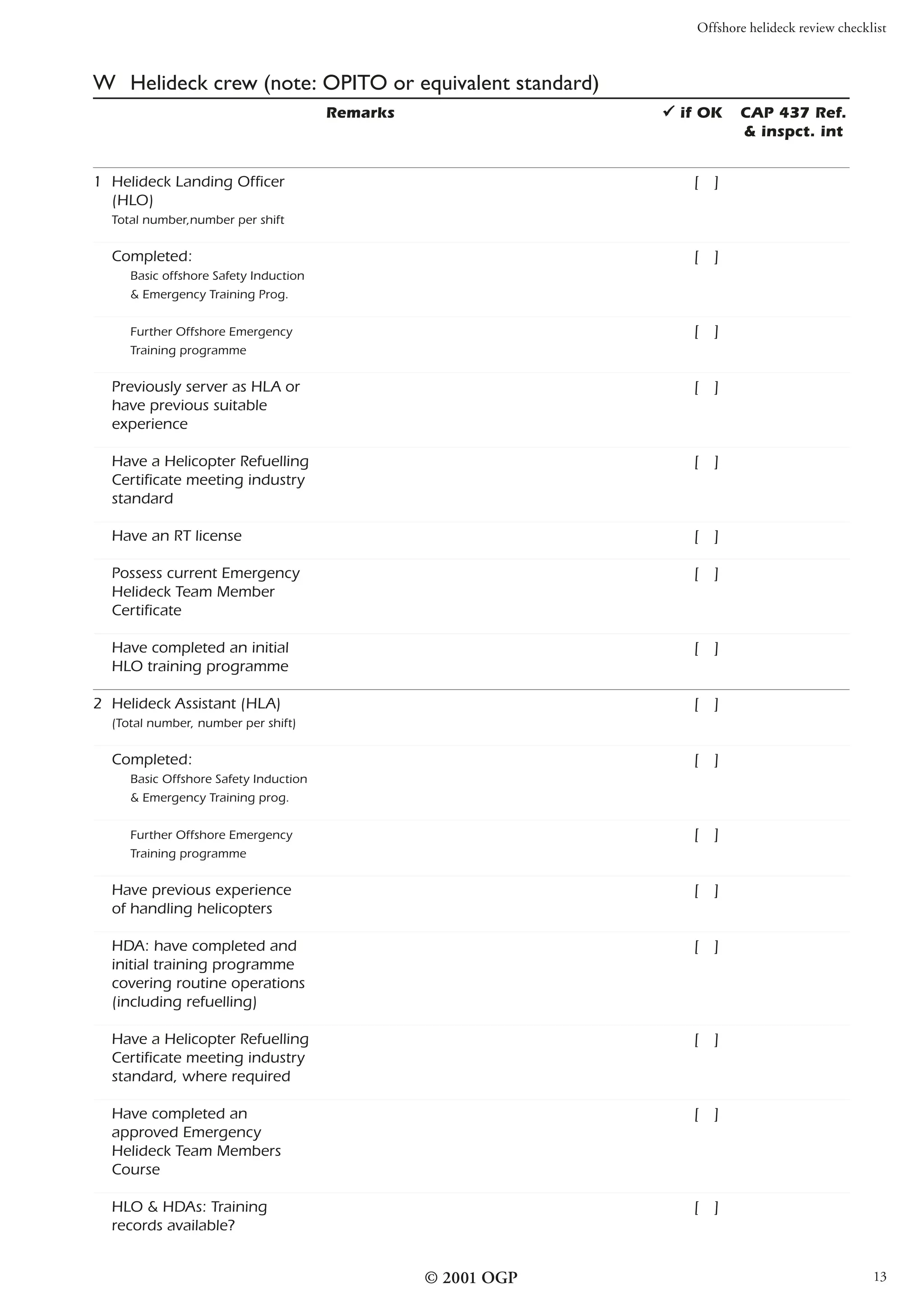 Offshore helideck review checklist | PDF