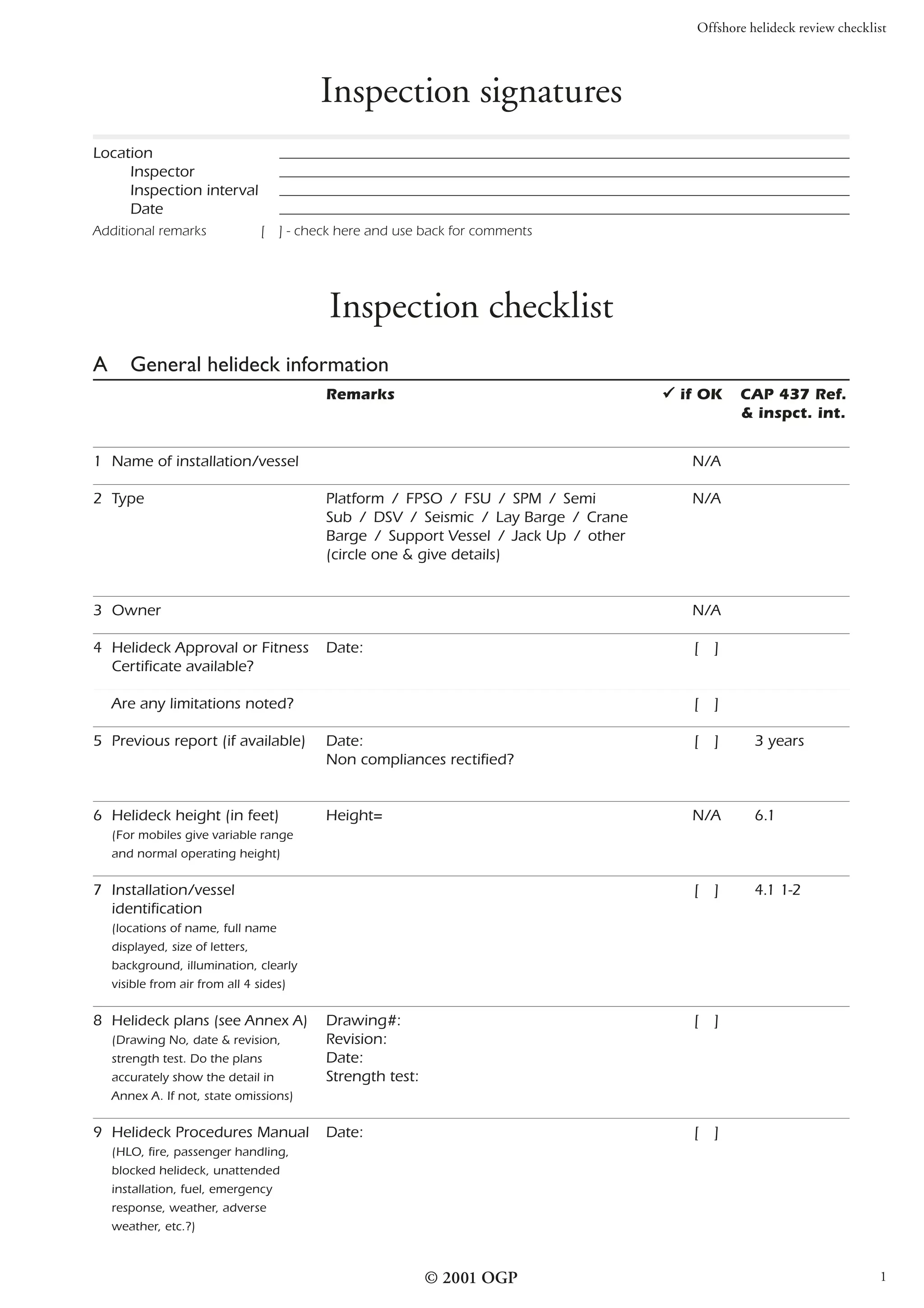 Offshore helideck review checklist | PDF