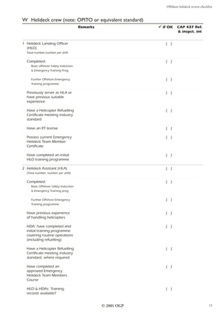 Offshore helideck review checklist | PDF