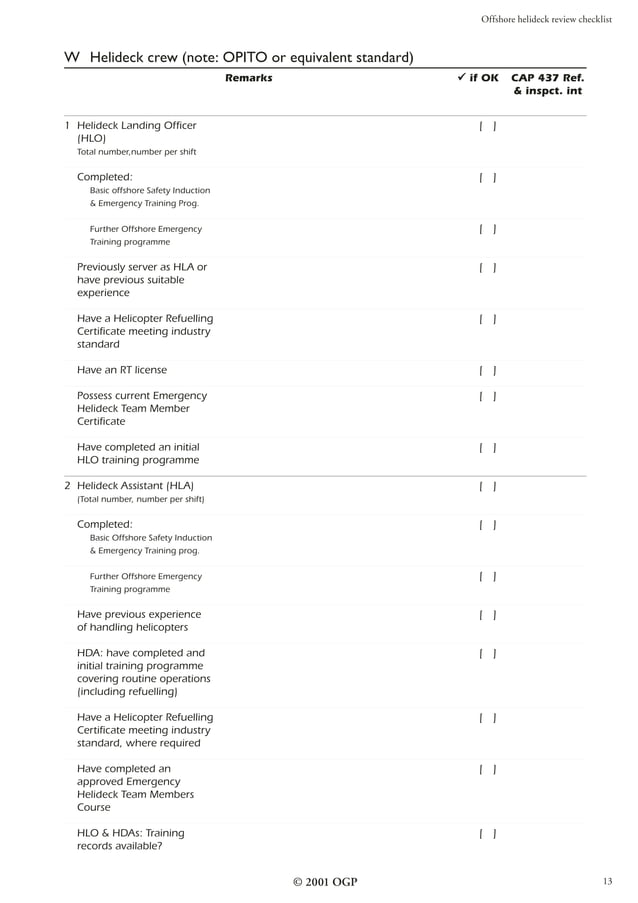 Offshore helideck review checklist | PDF