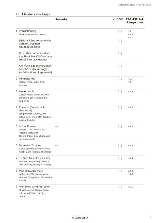 Offshore helideck review checklist | PDF