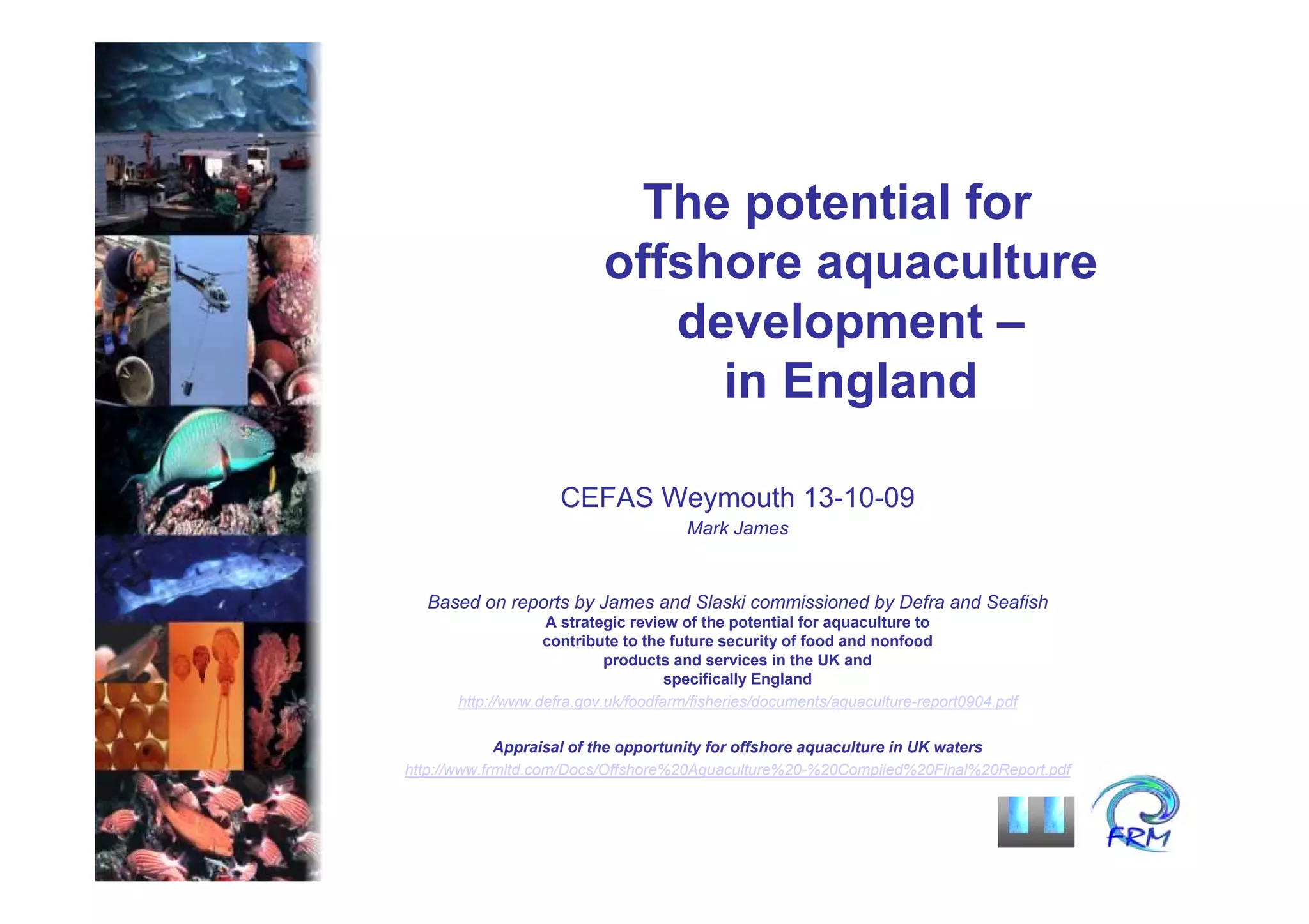 The potential for offshore aquaculture development in England | PDF