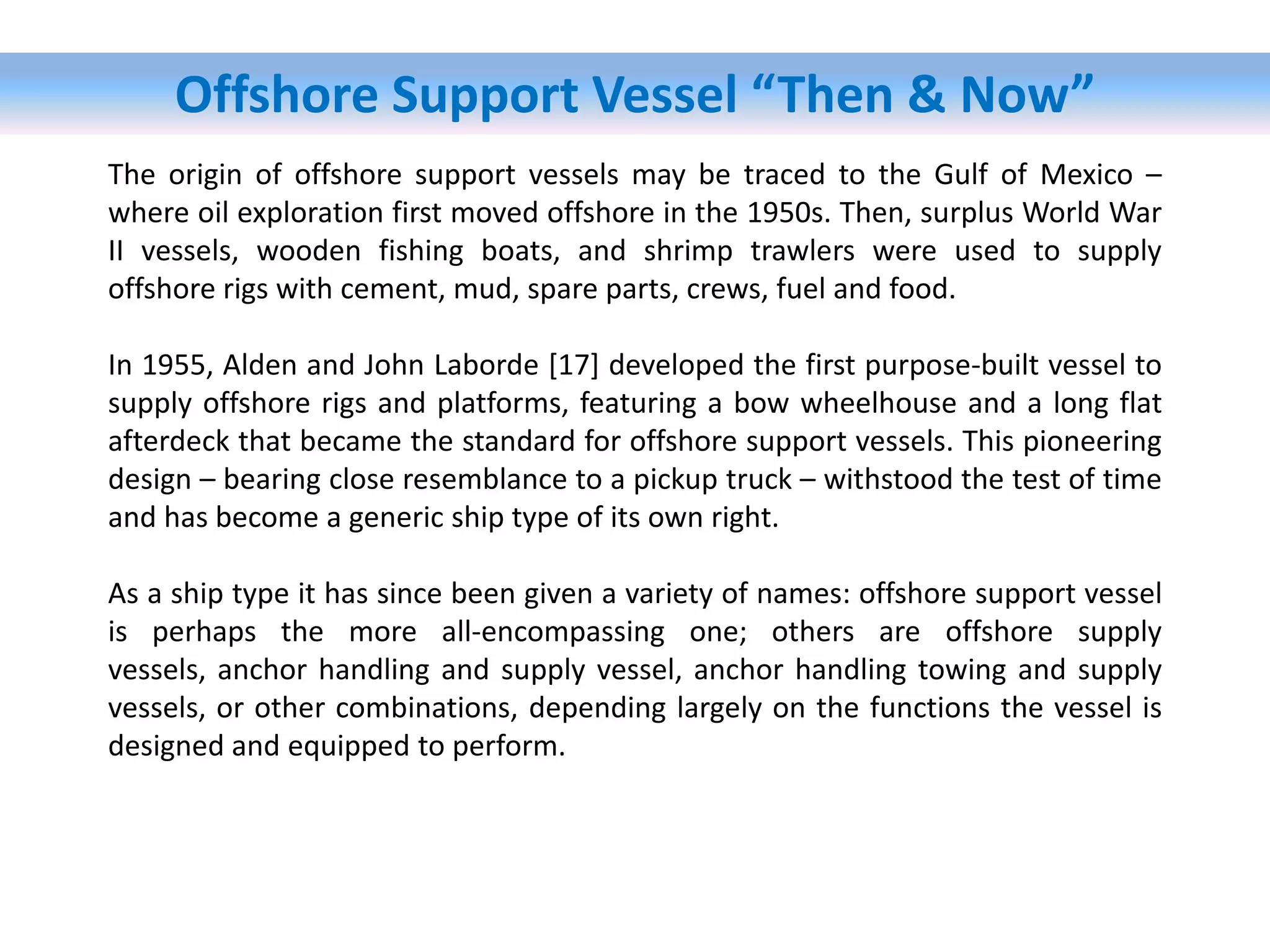Then and Now - Offshore Support Vessel | PPTX