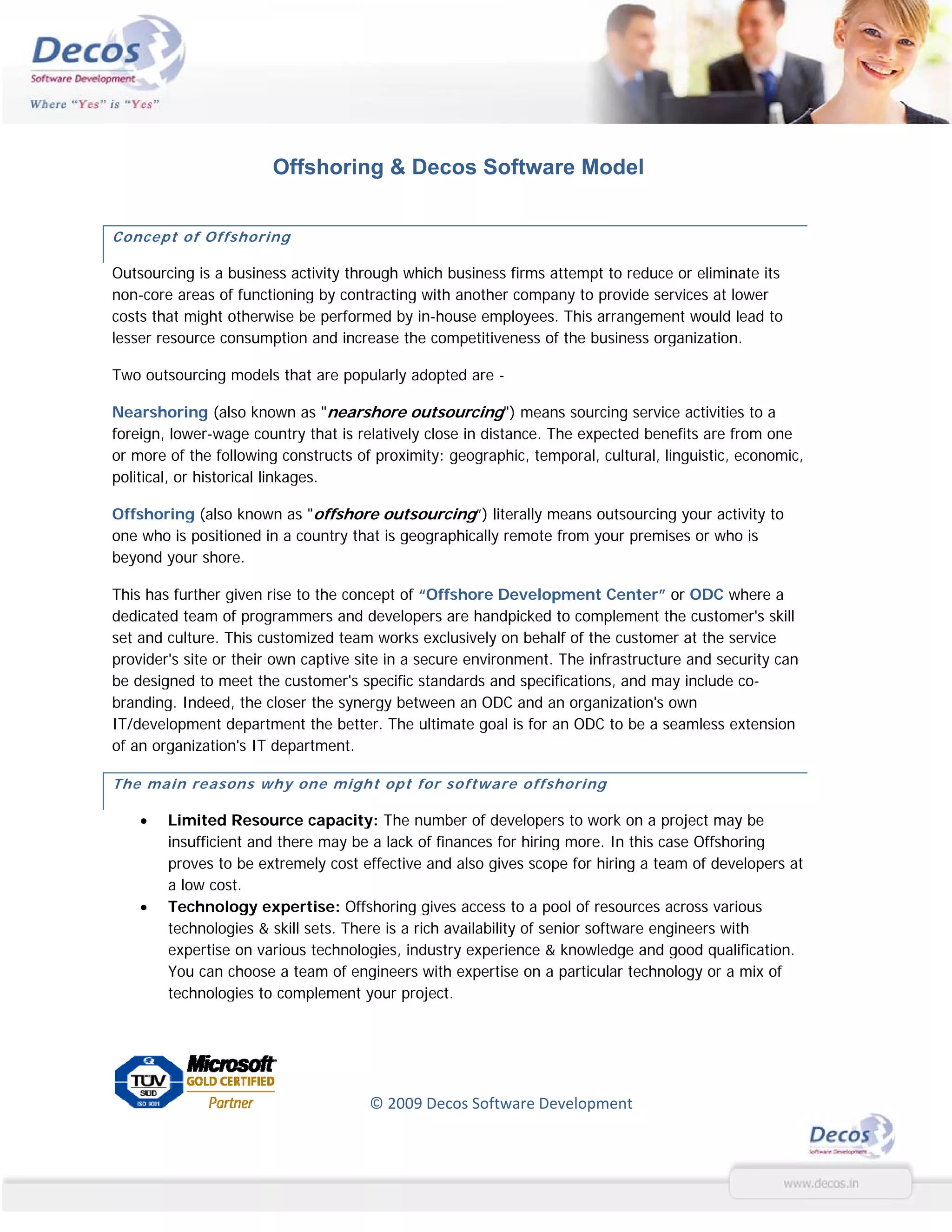 Offshoring & Decos Software Model | PDF