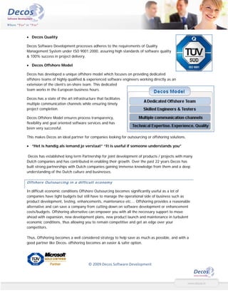 Offshoring & Decos Software Model | PDF